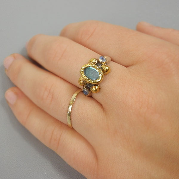 solid gold labradorite ring